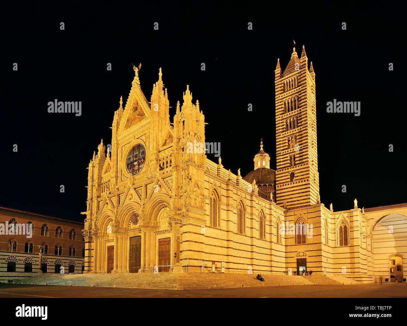 Siena Cathedral closeup as the famous landmark in medieval town at ...