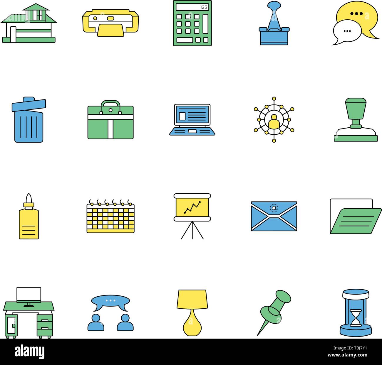 Business icon set - Office sign icon set - vector Stock Vector Image ...