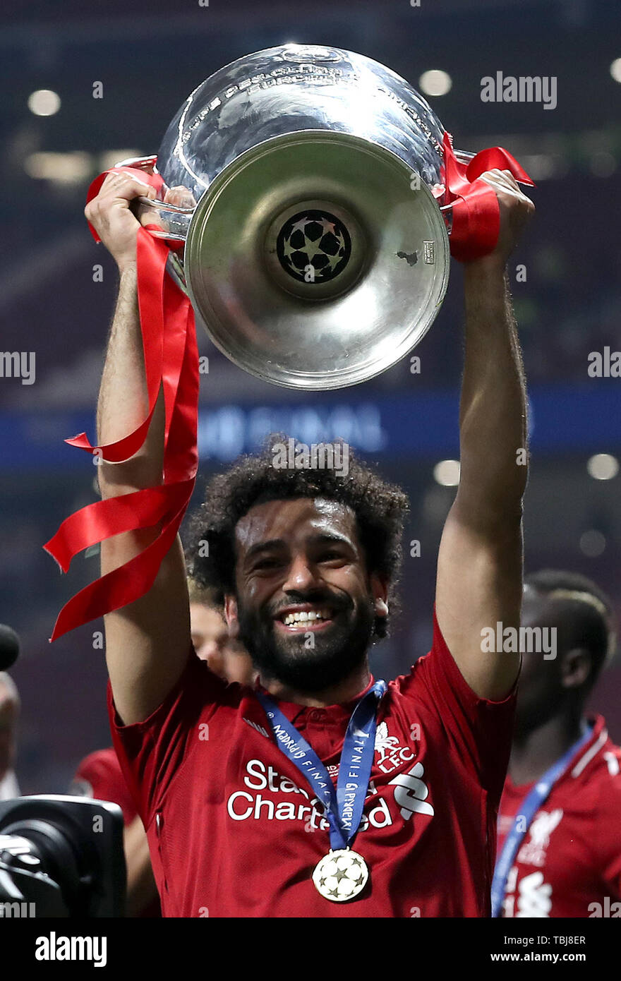 Mohamed salah celebrates with trophy hi-res stock photography and ...
