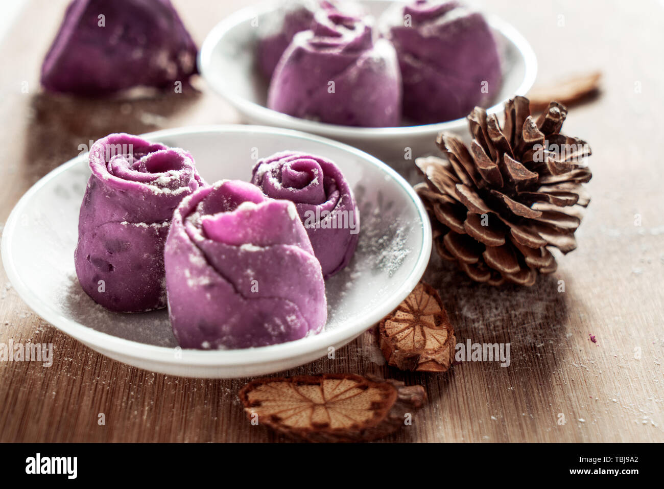 Purple potato pastry cuisine Stock Photo - Alamy