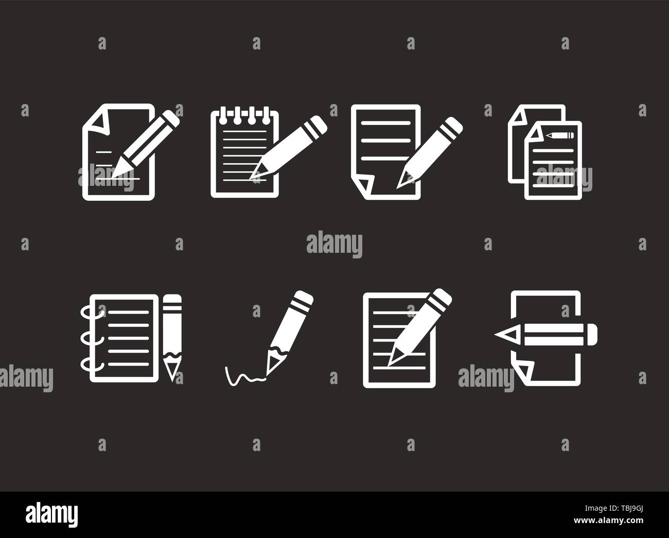 Write a Note Icons - Set of white Stock Vector Image & Art - Alamy