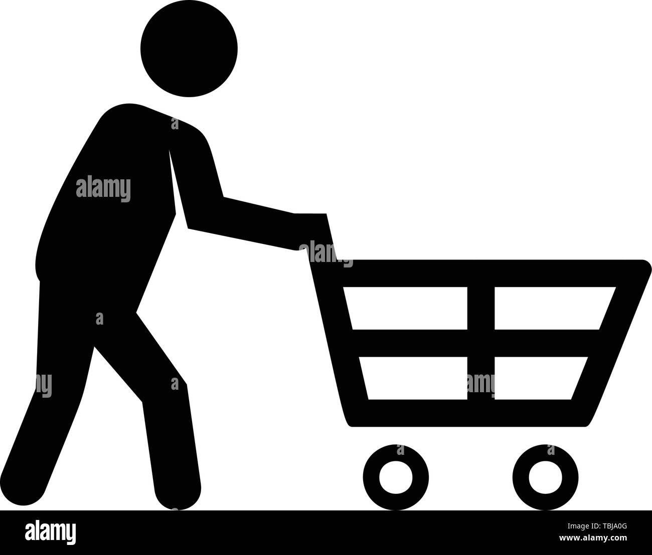 Men hand holding shopping cart icon - black Stock Vector Image & Art ...