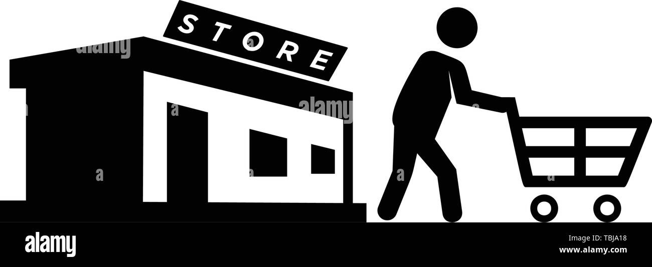 Return from the store - shopper men icon - black Stock Vector Image ...
