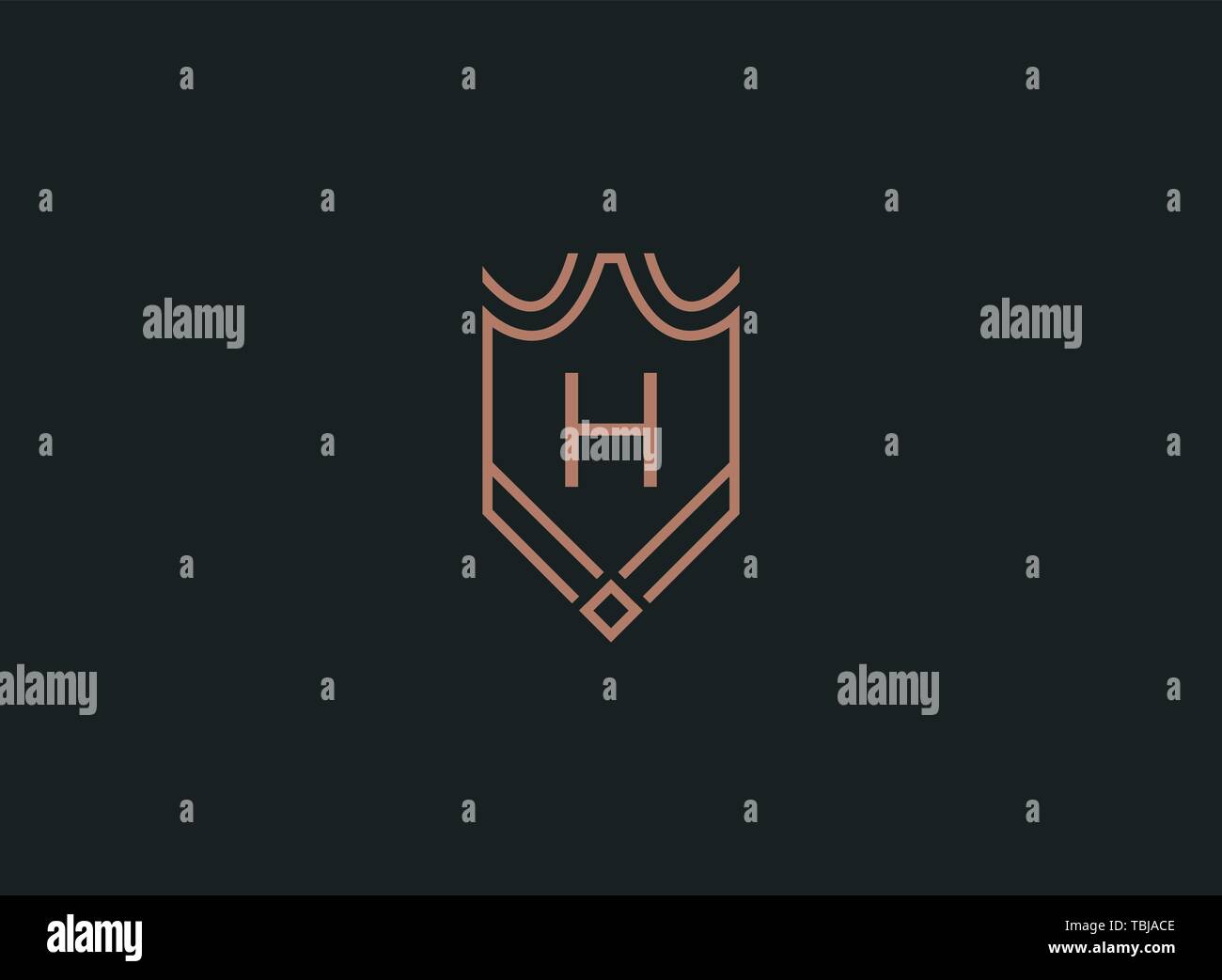 Luxury linear shield monogram letter H logo Stock Vector Image & Art ...