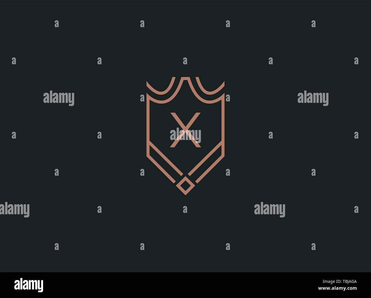 Luxury linear shield monogram letter X logo Stock Vector Image & Art ...