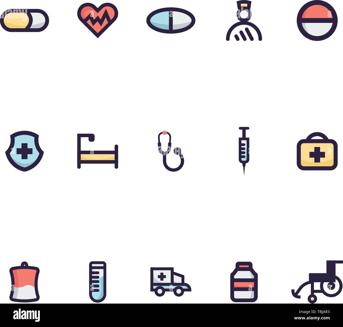 Stroke line icons set of healthcare professionals and medical equipment ...