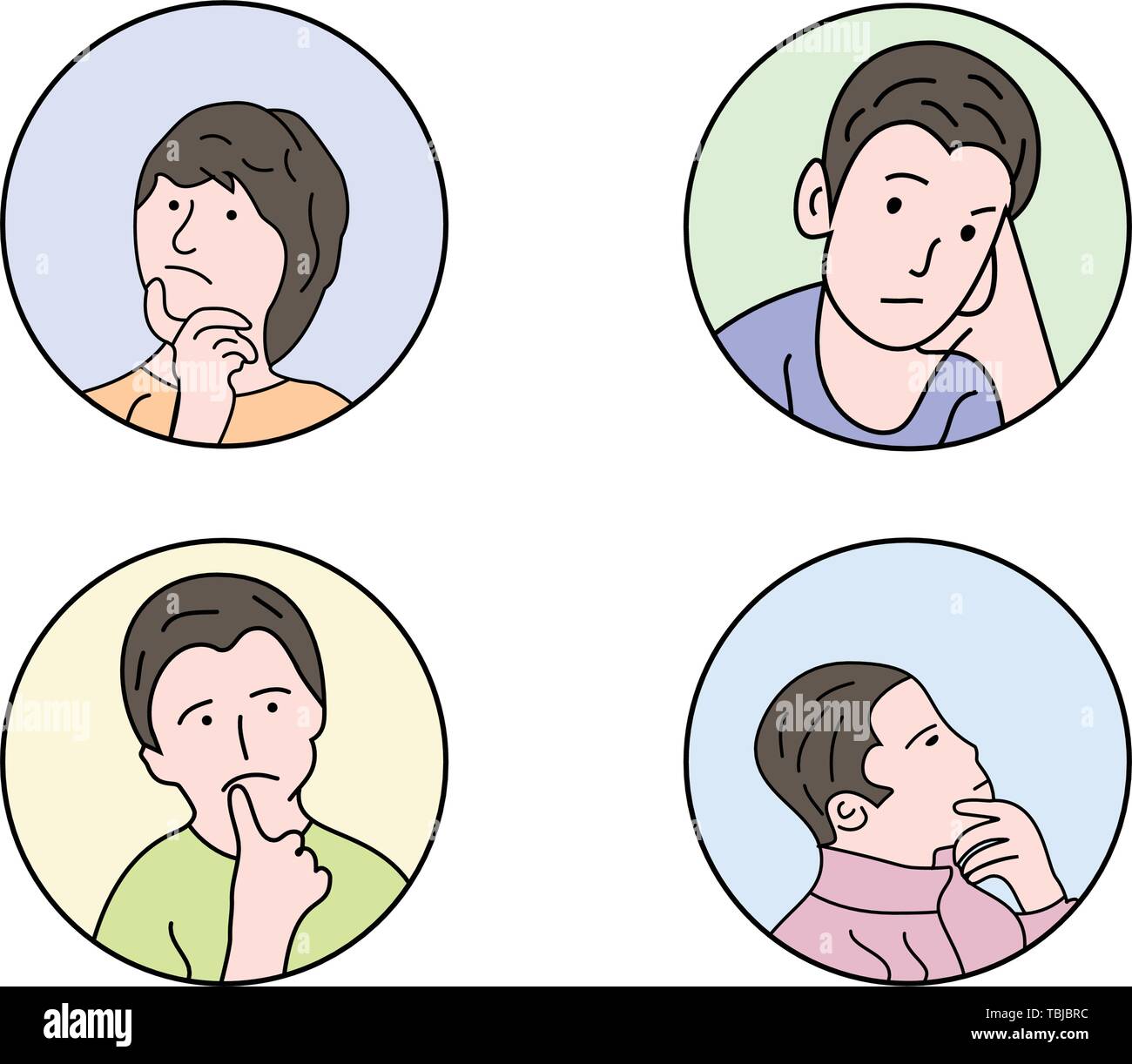 Vector illustration of Cartoon Boys thinking set Stock Vector Image ...