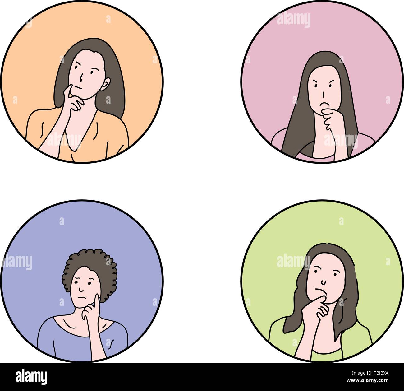 Vector illustration of Cartoon women thinking set Stock Vector Image ...