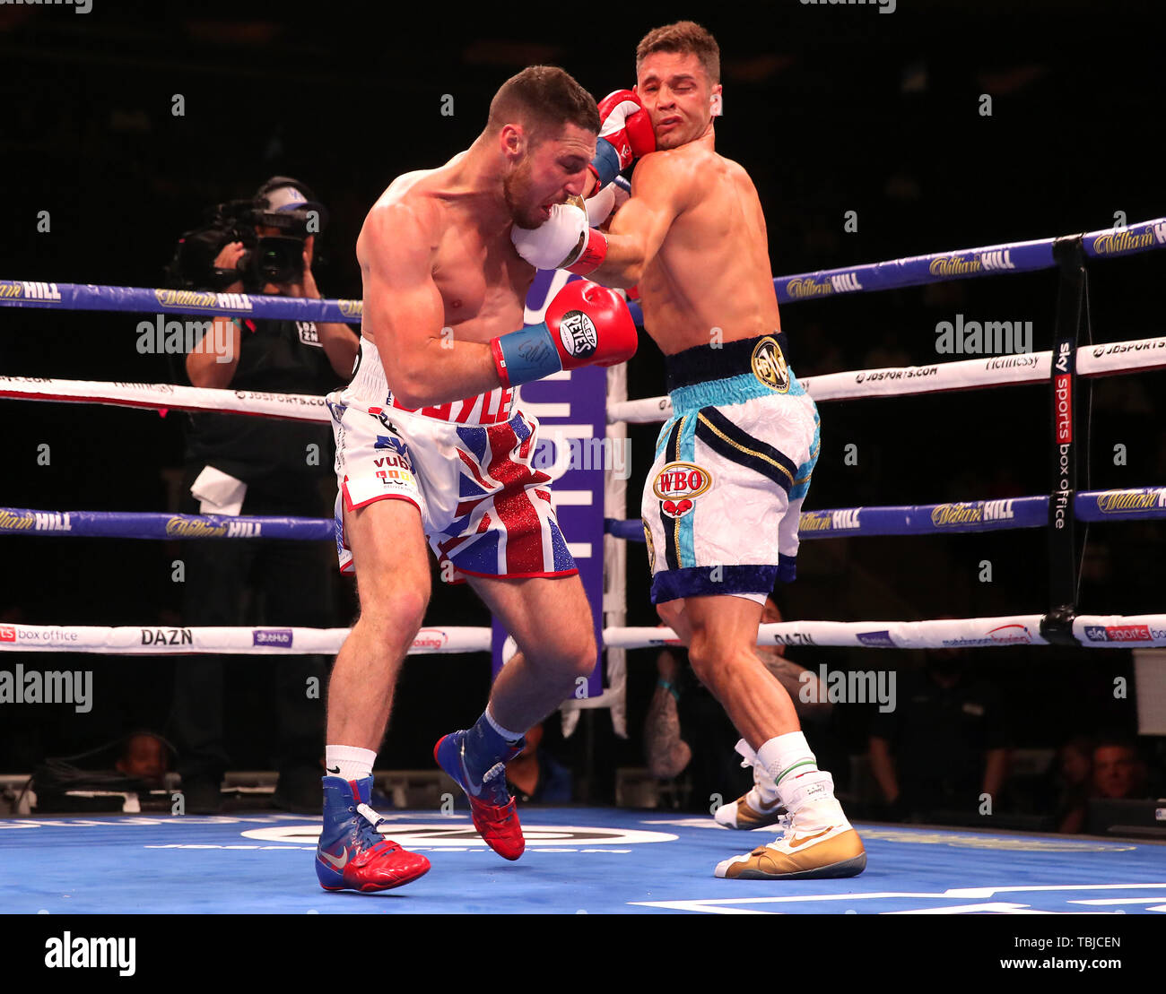 Tommy Coyle (left) in action against Chris Algieri in the WBO International Super-Lightweight ...