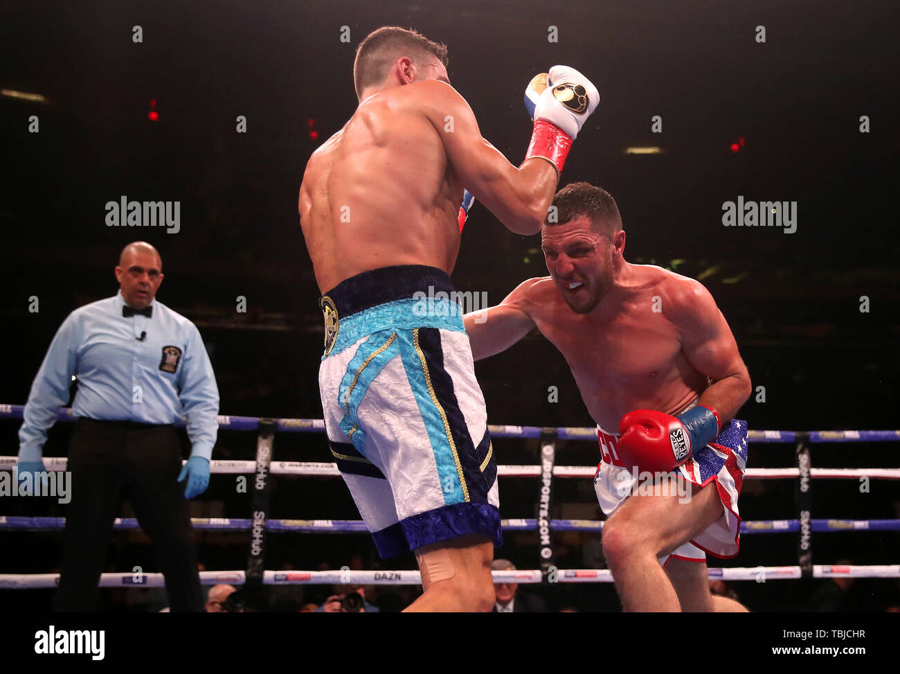Tommy Coyle (right) in action against Chris Algieri in the WBO International Super-Lightweight ...