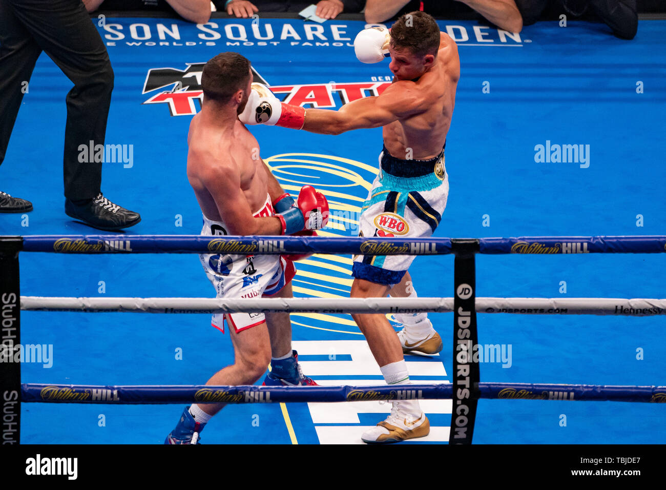 New York, USA. 1st June, 2019. CHRIS ALGIERI.(white, black and teal trunks) and TOMMY COYLE ...