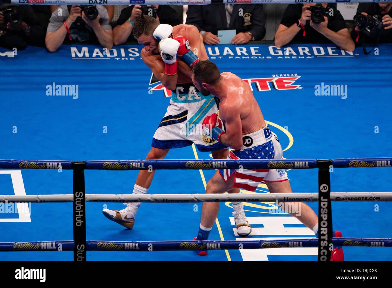 New York, USA. 1st June, 2019. CHRIS ALGIERI (white, blue and teal trunks) and TOMMY COYLE ...