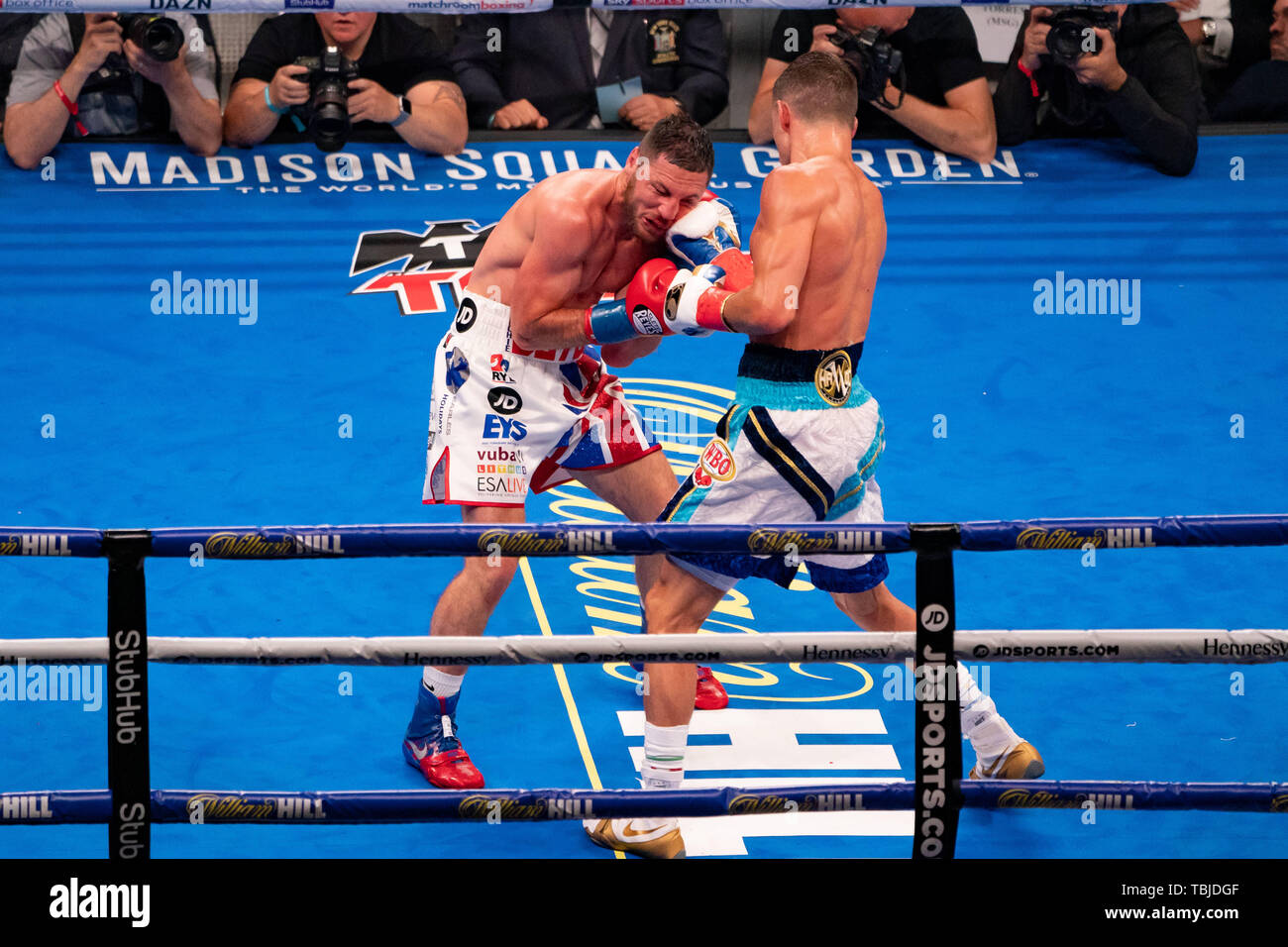 New York, USA. 1st June, 2019. CHRIS ALGIERI (white, blue and teal trunks) and TOMMY COYLE ...