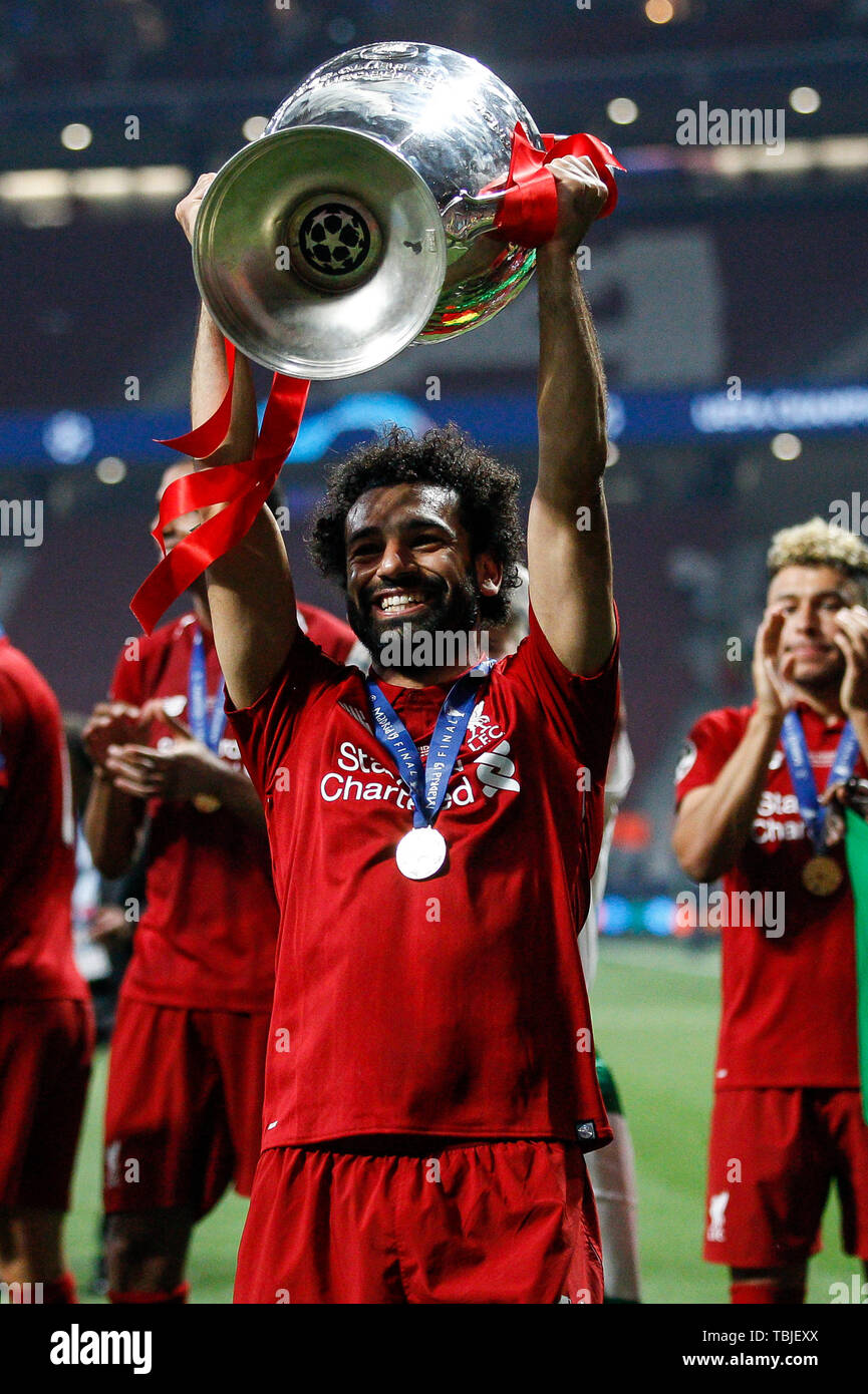 Mohamed salah celebrates with trophy hi-res stock photography and ...