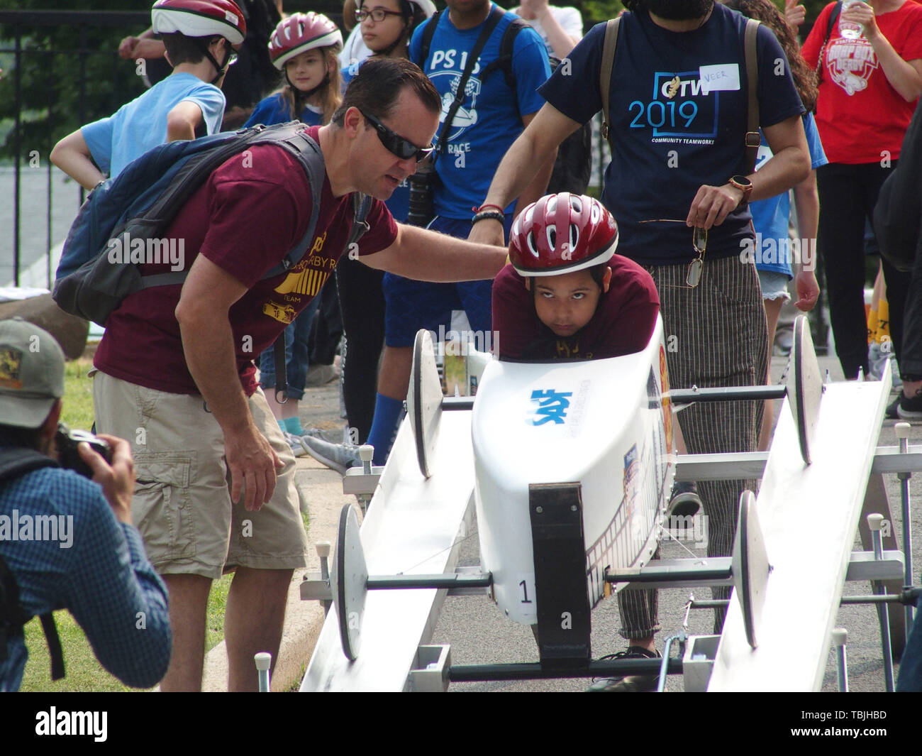 New York, USA. 1st June, 2019. Soap Box Derby event held at the Michael ...