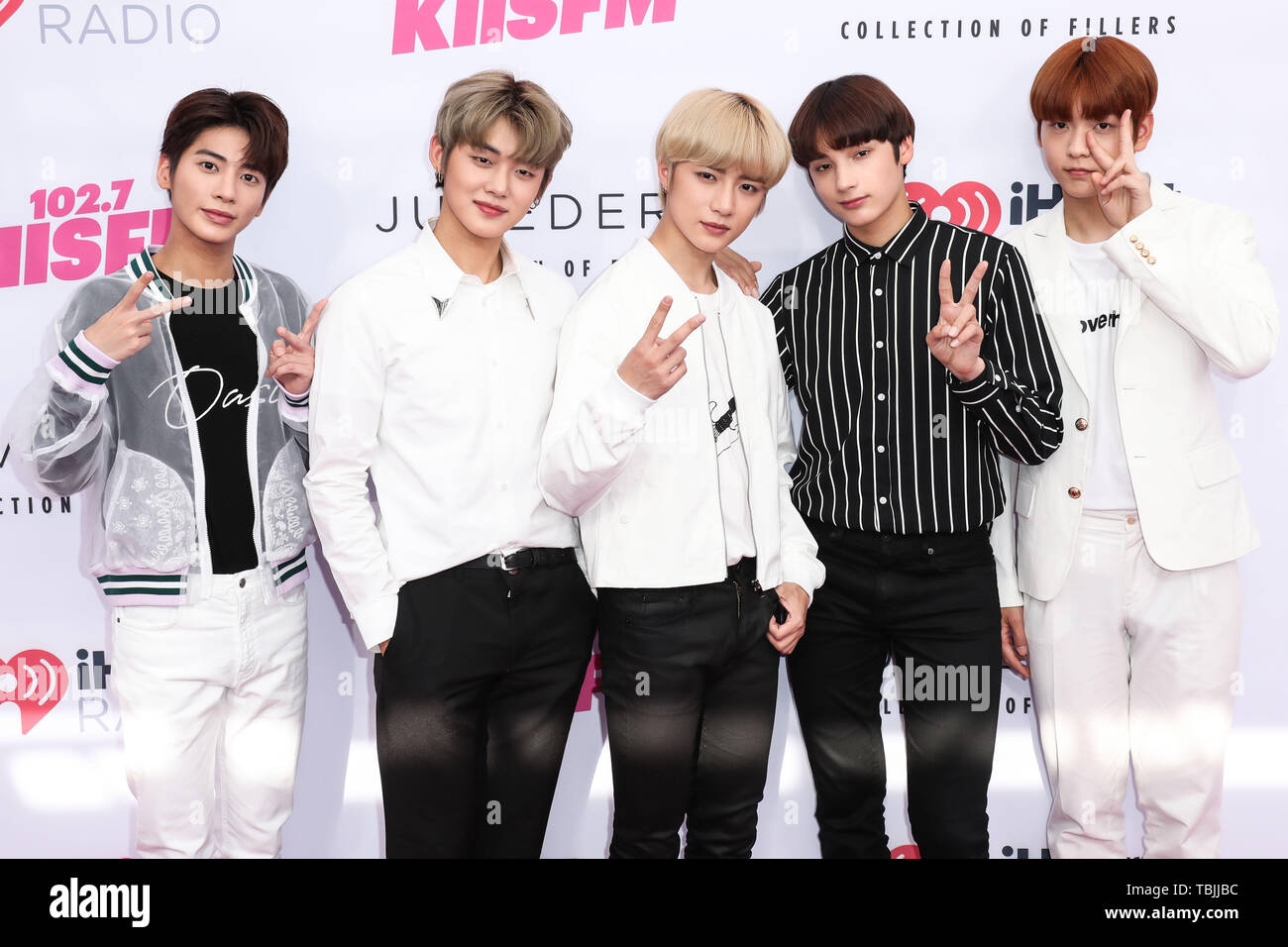 CARSON, LOS ANGELES, CALIFORNIA, USA - JUNE 01: Yeonjun, Soobin, Beomgyu, Taehyun and Huening ...