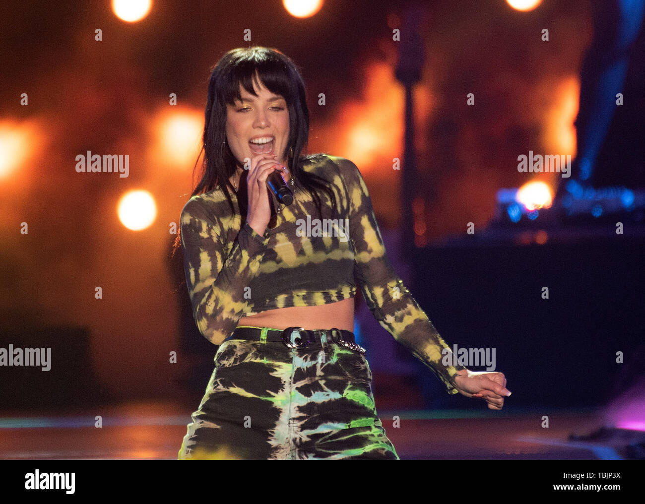 CARSON, CALIFORNIA - JUNE 01: Halsey performs onstage at 2019 ...