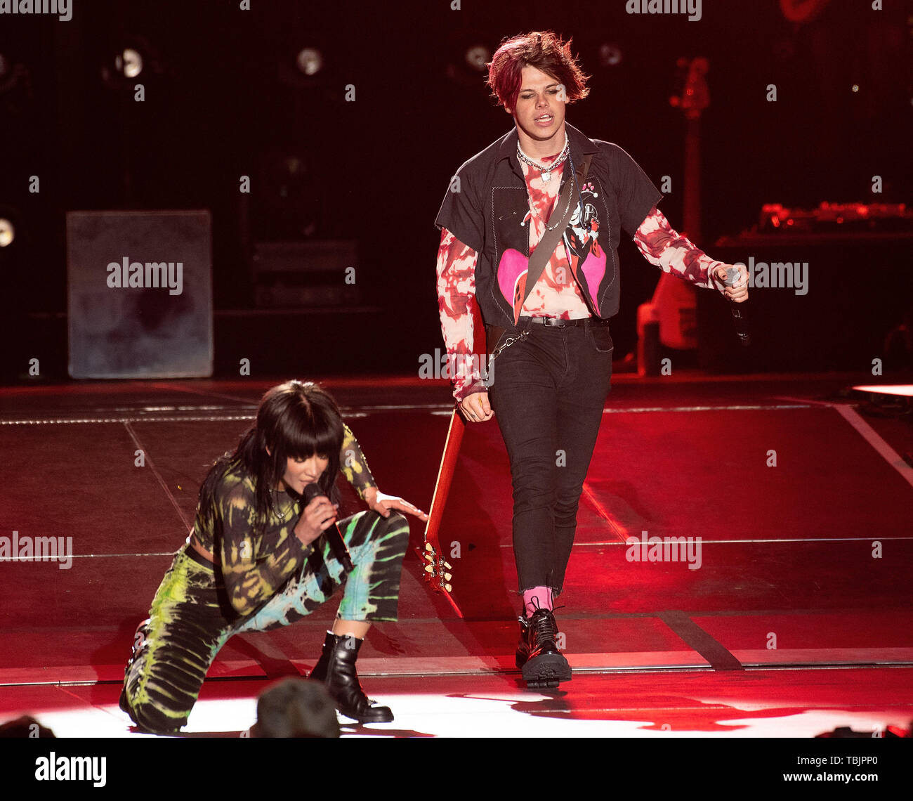 CARSON, CALIFORNIA - JUNE 01: Halsey and YoungBlood perform onstage at ...