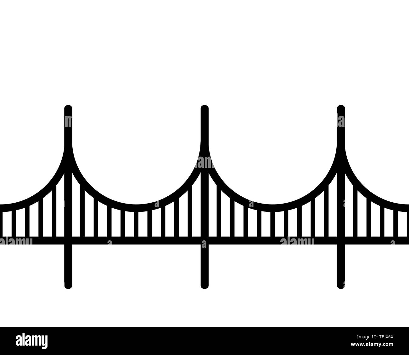 Cartoon background bridge vector illustration Black and White Stock ...