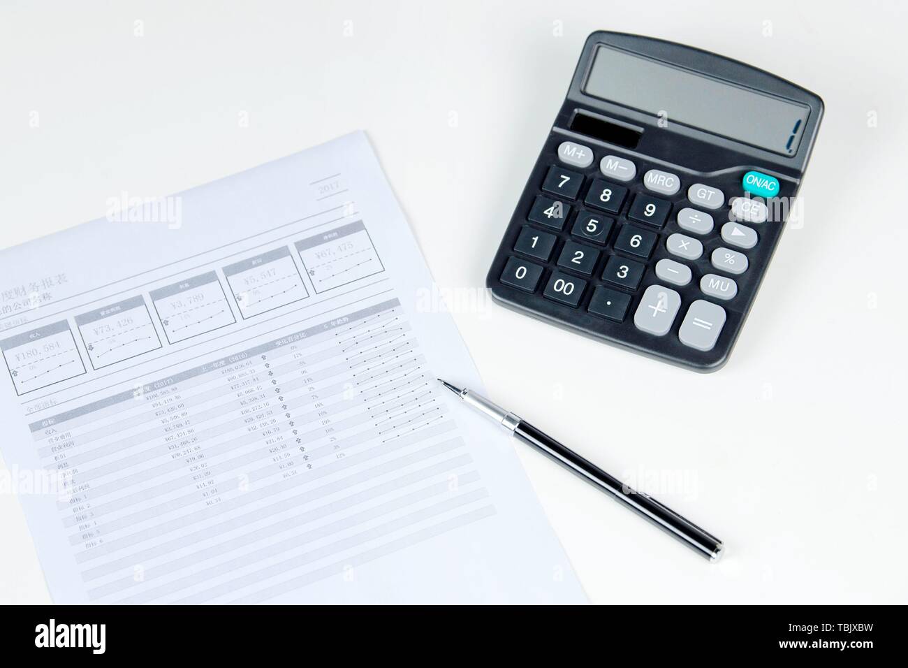 Unmanned paper making planning and strategy with calculator Stock Photo ...