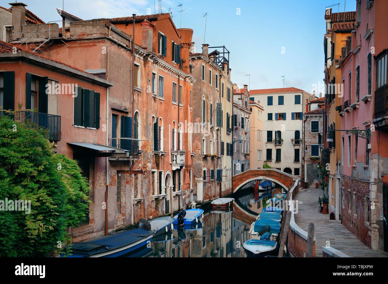 Venice canal view with historical buildings. Italy Stock Photo - Alamy