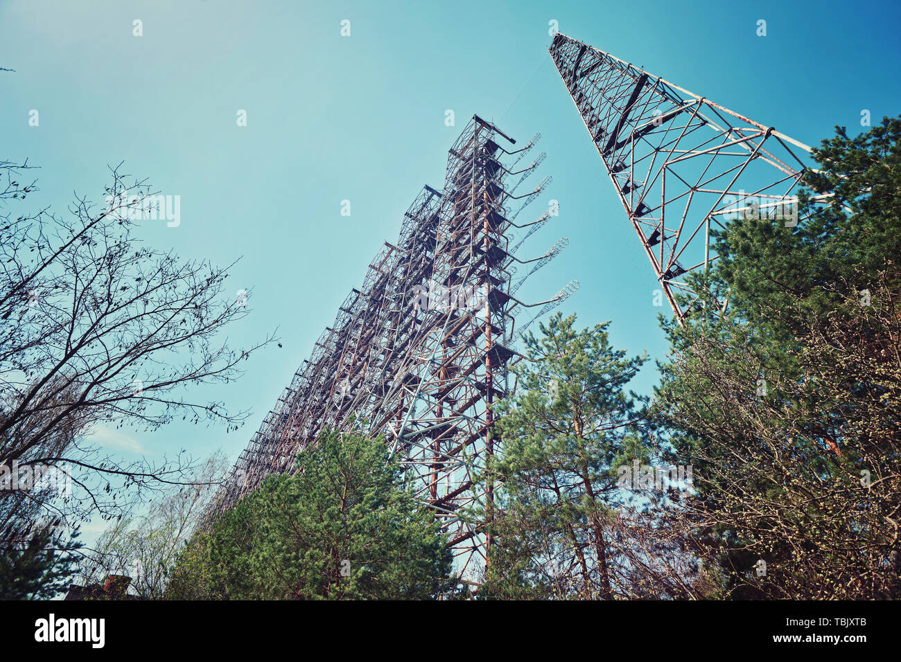 Large antenna field. Soviet radar system Duga at Chernobyl nuclear ...