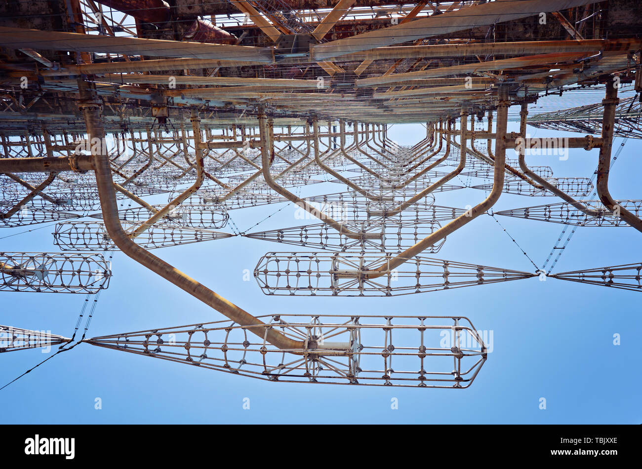 Large antenna field. Soviet radar system Duga at Chernobyl nuclear ...