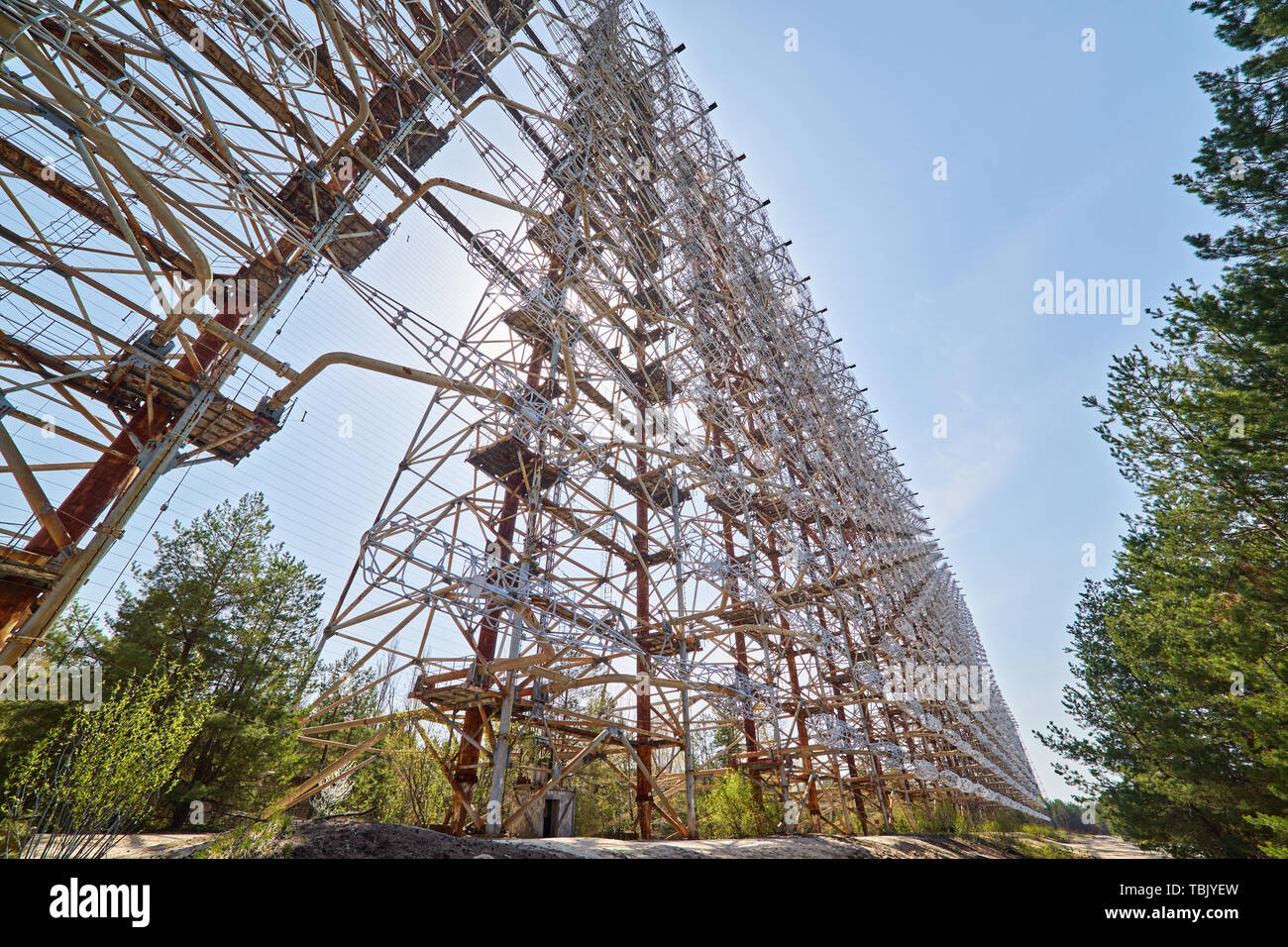 Large antenna field. Soviet radar system Duga at Chernobyl nuclear ...