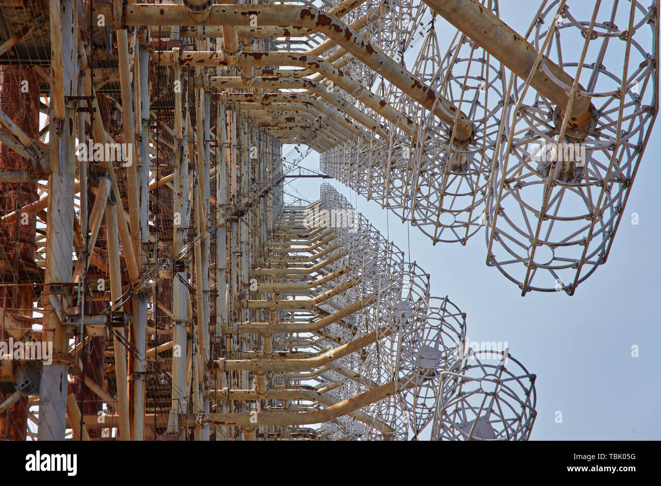 Large antenna field. Soviet radar system Duga at Chernobyl nuclear ...