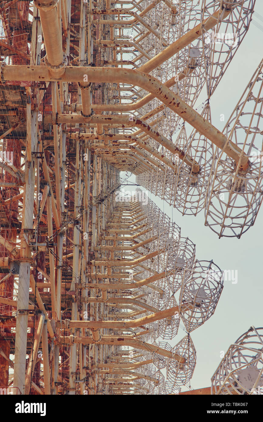 Large antenna field. Soviet radar system Duga at Chernobyl nuclear ...