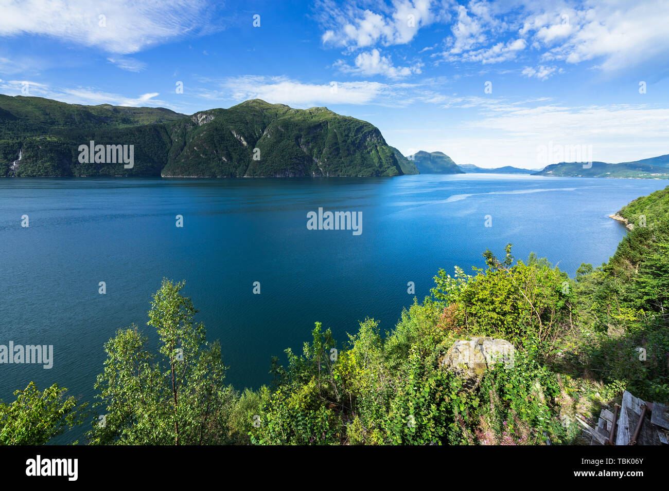 Summer landscape of Storfjorden in a bright sunny day, Sunnmore, More ...