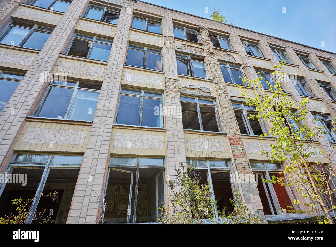 Destroyed school in the city of Pripyt, in the exclusion zone after the ...
