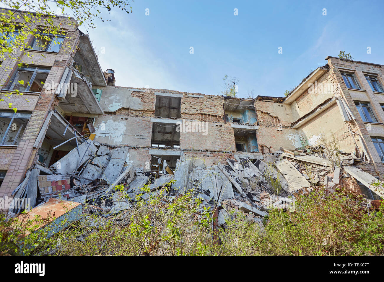 Destroyed school in the city of Pripyt, in the exclusion zone after the ...