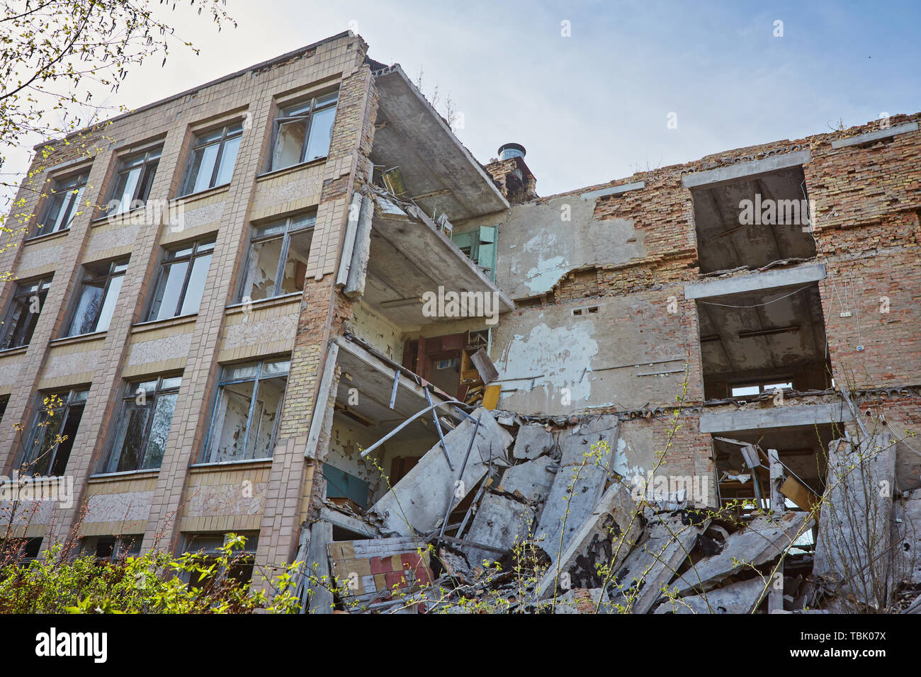Destroyed school in the city of Pripyt, in the exclusion zone after the ...