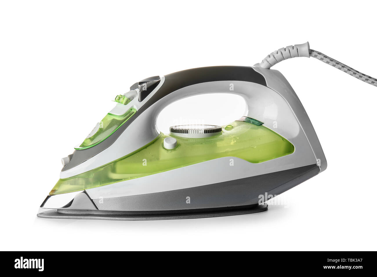 Modern iron on white background Stock Photo - Alamy