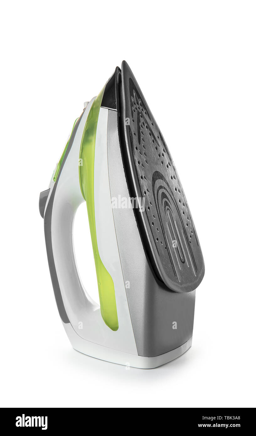 Modern iron on white background Stock Photo - Alamy