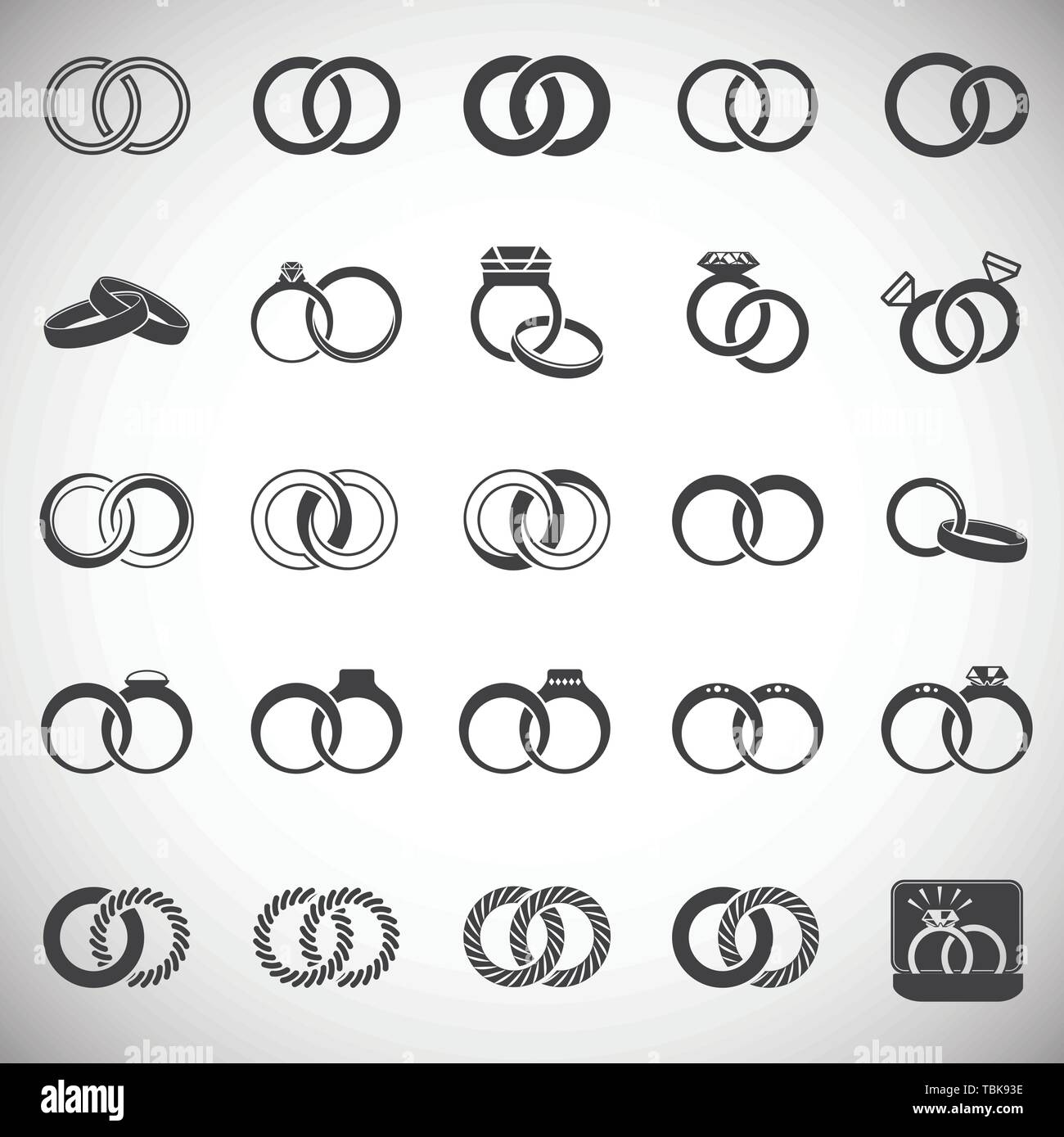 Wedding ring icons set on background for graphic and web design. Simple ...