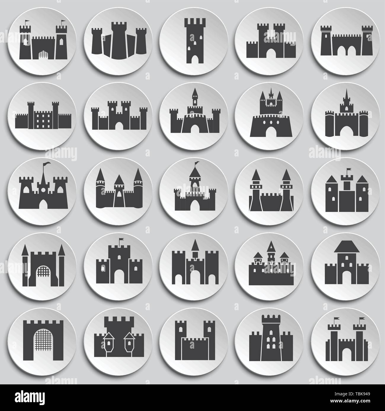 Kingdom palace icons set Stock Vector Images - Alamy