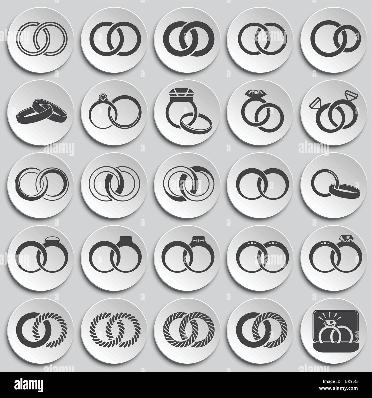Wedding rings icons set Stock Vector Images - Alamy