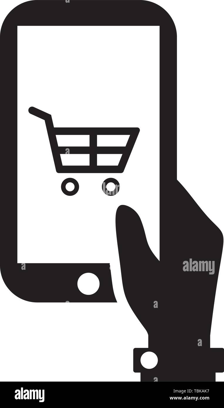 Mobile shopping black vector Stock Vector Images - Alamy