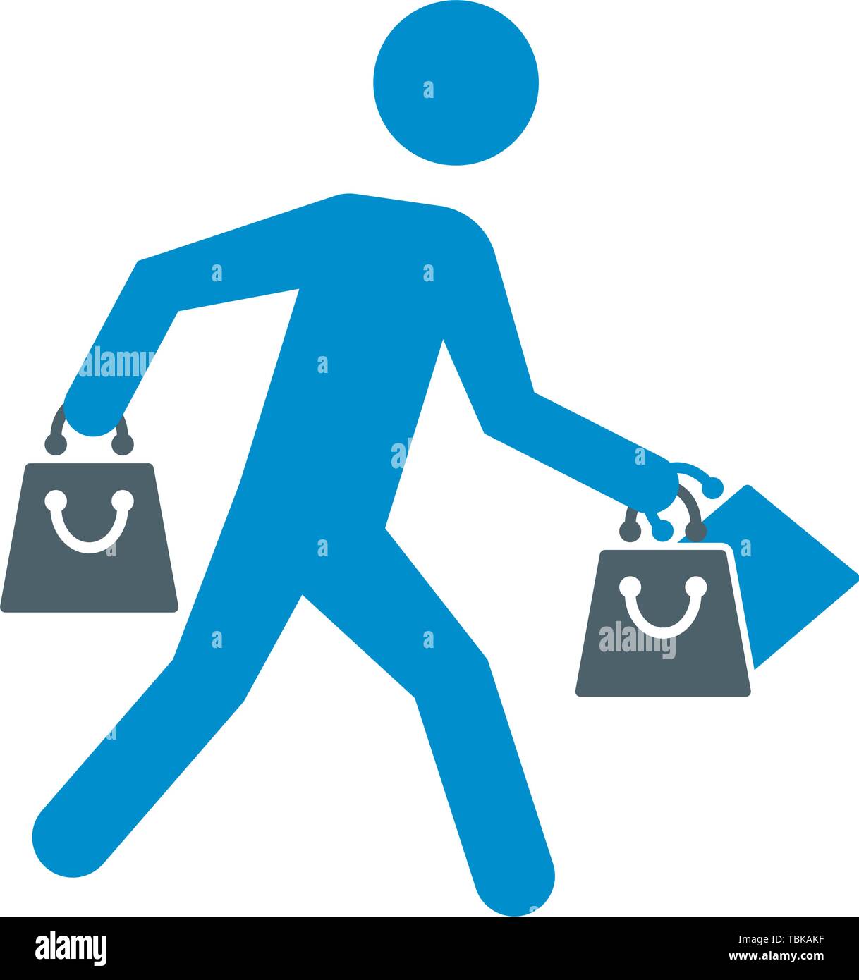 Person carrying shopping bags icon- vector blue Stock Vector Image ...
