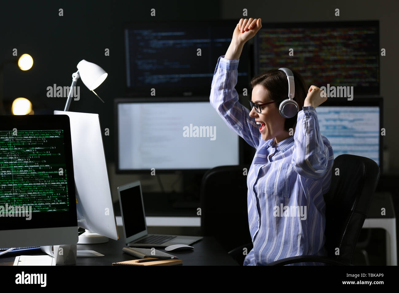 Happy programmer hi-res stock photography and images - Alamy