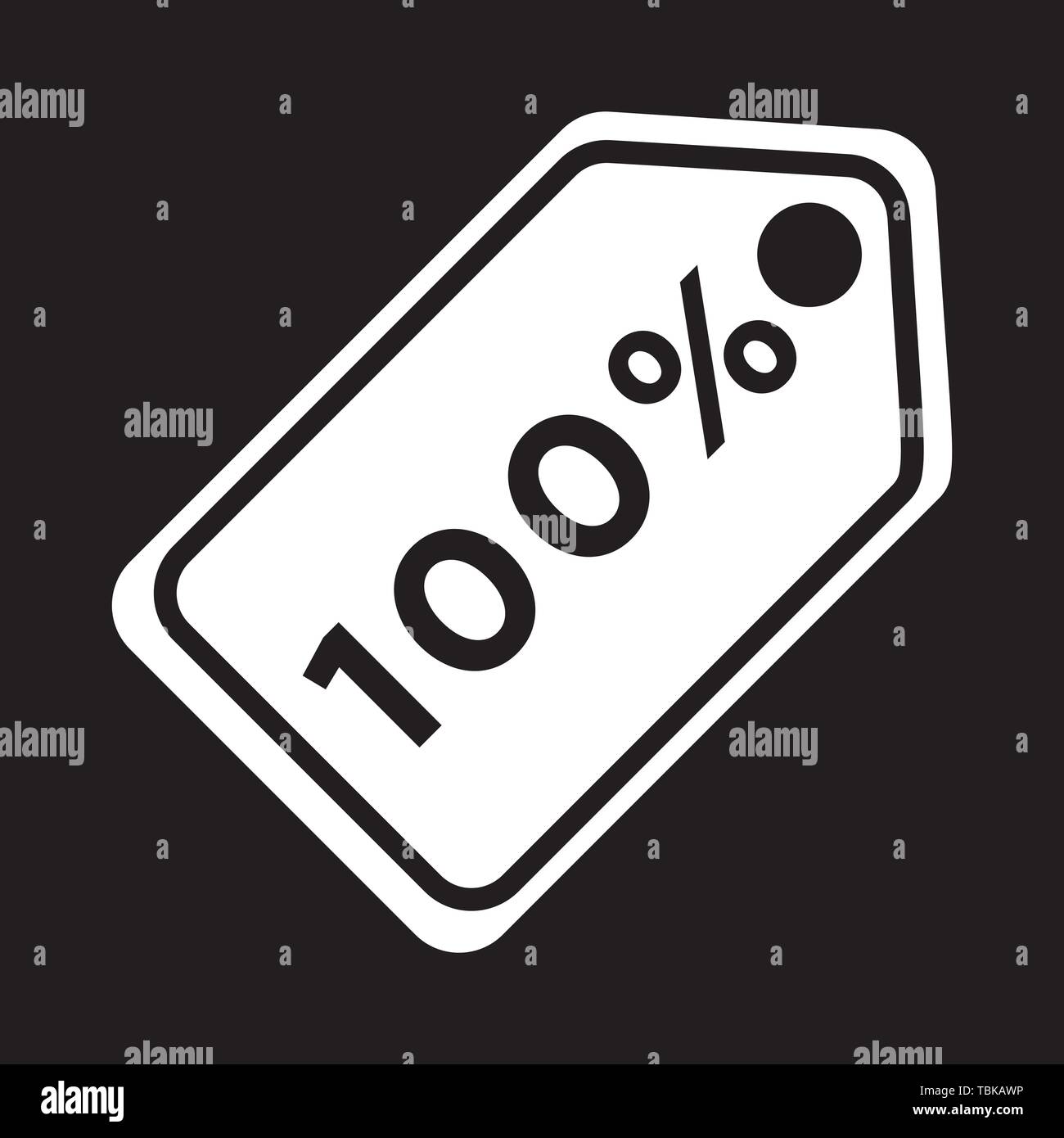 Sale tags icon - 100 percent - Glyph style design - vector illustration ...