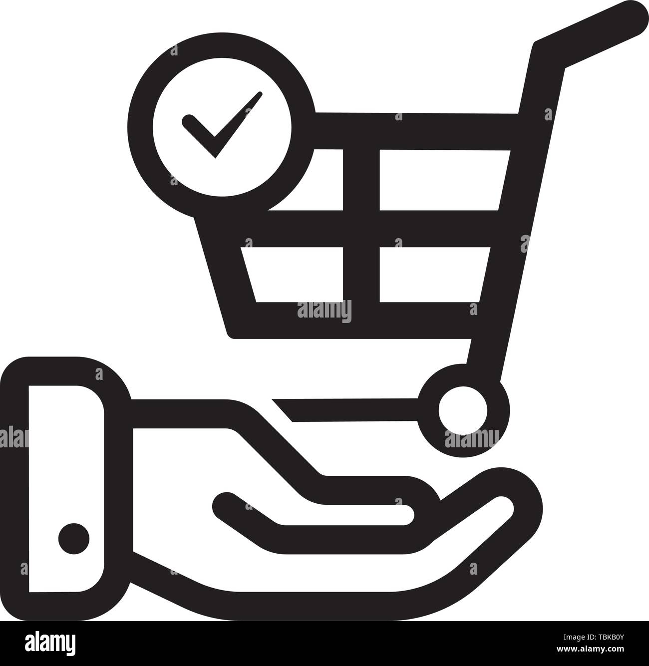 Hand holding shopping cart icon Stock Vector Image & Art - Alamy