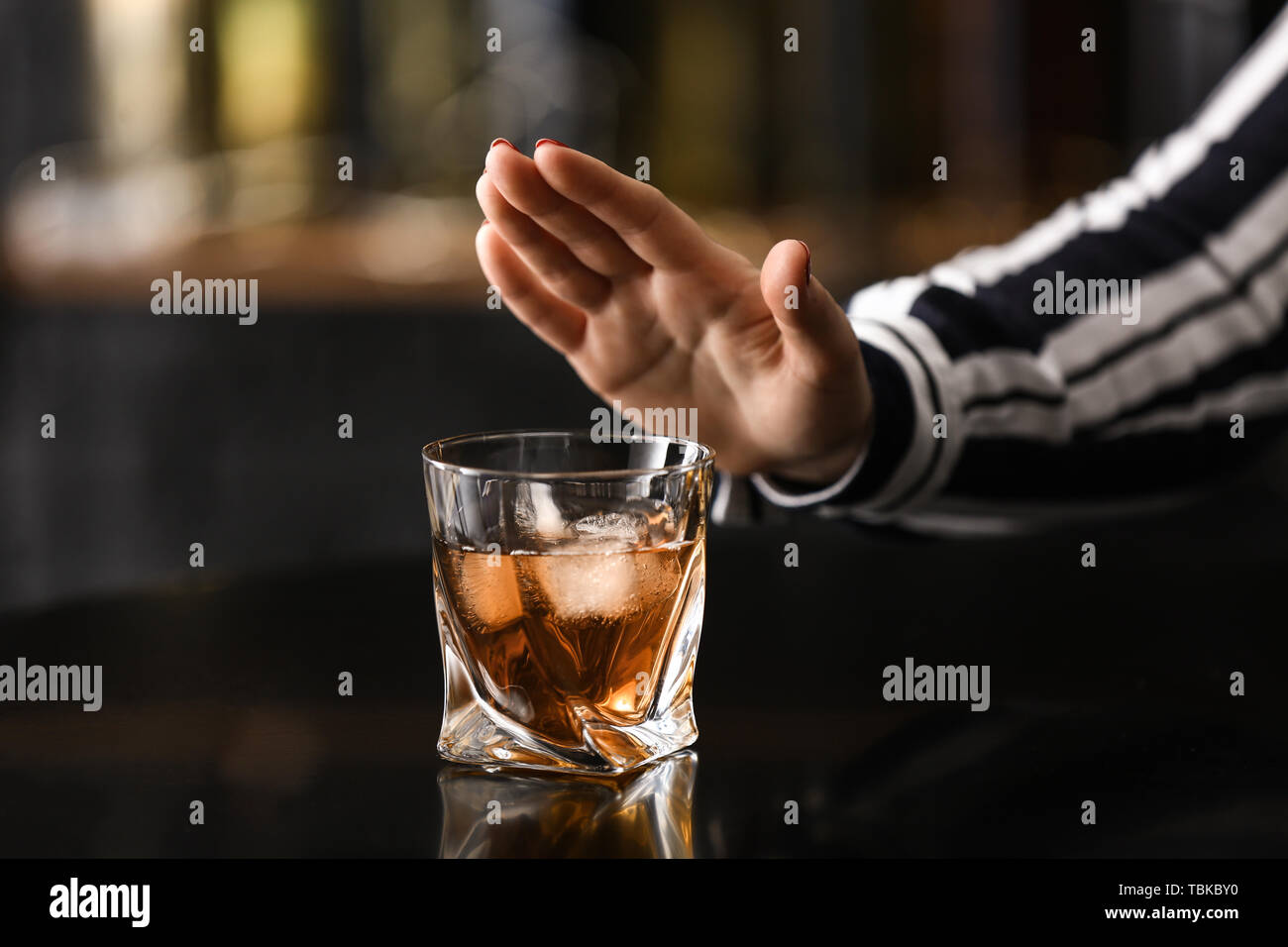 Woman rejecting alcohol hi-res stock photography and images - Alamy