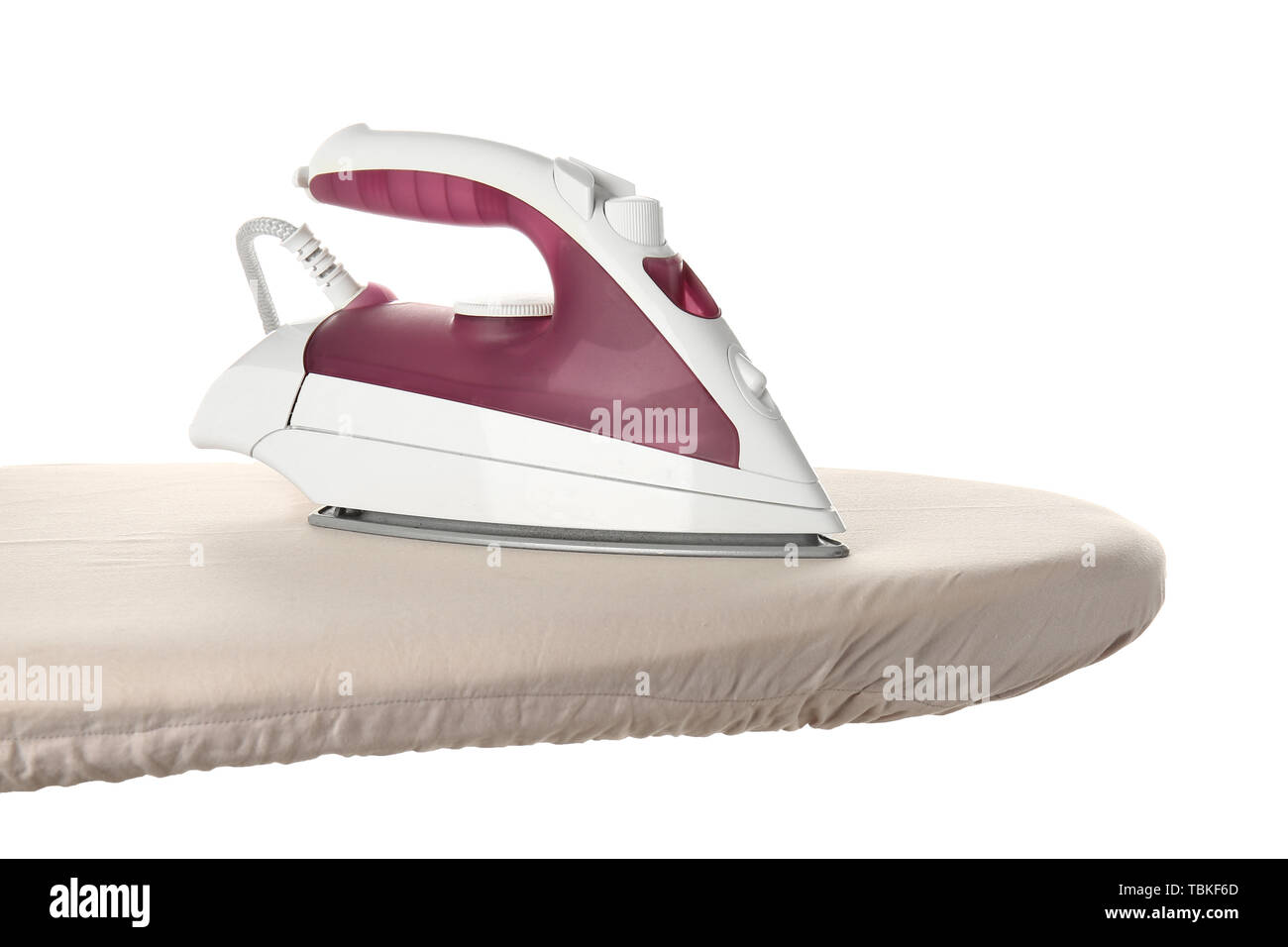 Modern iron and board on white background Stock Photo - Alamy