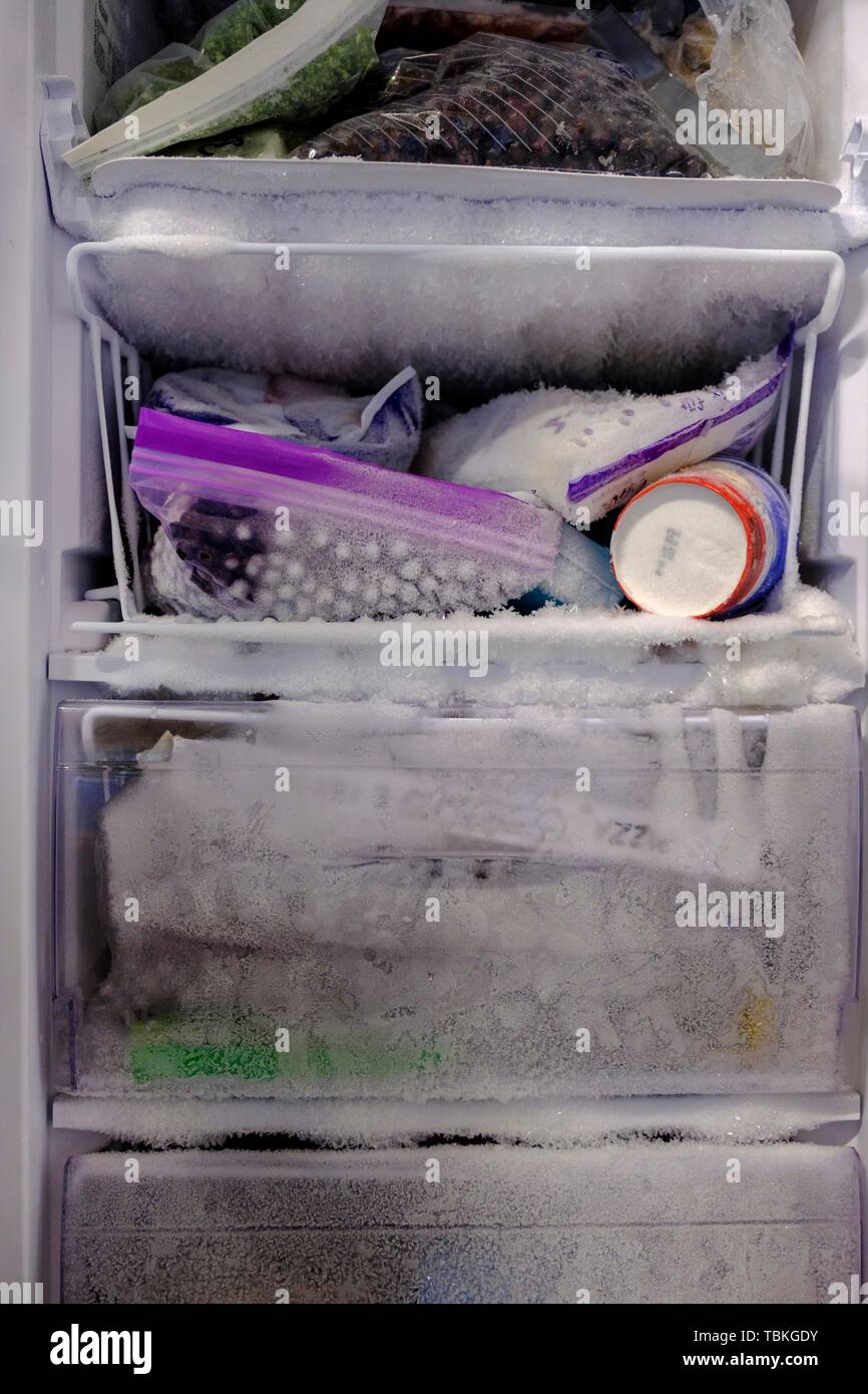 Ice freezer, defrosting, Upper Bavaria, Bavaria, Germany Stock Photo ...