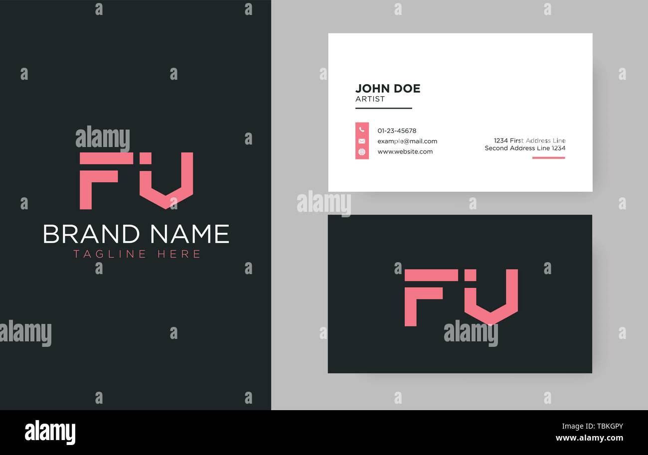 Premium letter FV logo with an elegant corporate identity template ...