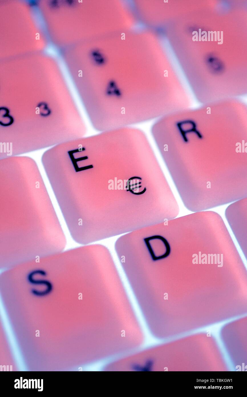Euro characters, illuminated keyboard, Germany Stock Photo - Alamy