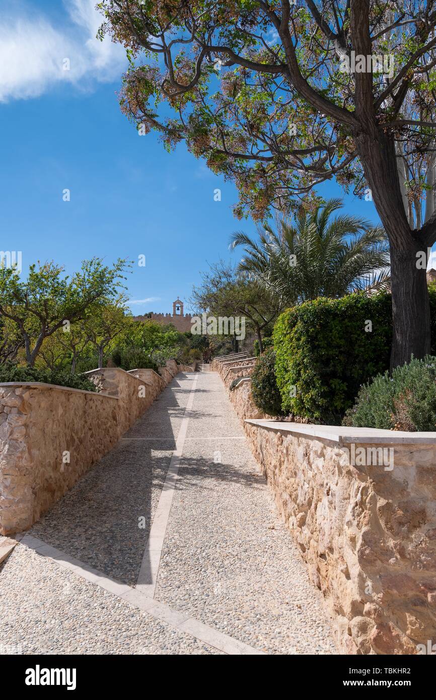 Garden, medieval fortress La Alcazaba de Almeria, Andalusia, Spain ...